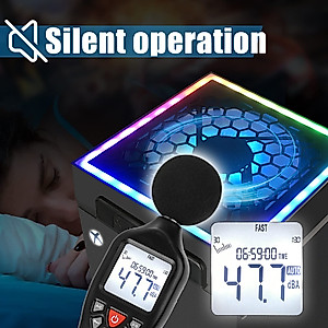 Raryars Cooling Fan for Xbox Series X with RGB and Upgraded 5 Inches Big Fan Low Noise Top Fan Adjustable Speed Cooler Fan System Extra 2 USB Port & Touch Switch