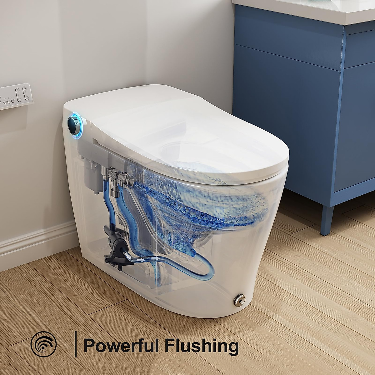 HOROW Luxury Smart Toilet, Upgraded and Modern with Bidet Built-in, Tankless Toilet with Automatic Powerful Flush, Auto Open/close Lid, Heated Bidet Seat, Instant Warm Water