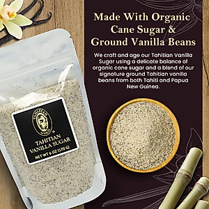 Tahitian Gold, Premium Tahitian Vanilla Sugar [Pack of 2], Tahitian Ground Vanilla Beans Aged in Organic Cane Sugar, Perfect for Coffee, Tea, Baking, Margarita Rim, and More (6 oz Pouch, 2 Pack)
