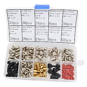 Kalanution 250pcs Personal Computer Screws & Standoffs Set Assortment Kit for Mother Board, Computer PC Spacer Screws Assortment Kit for Hard Drive Computer Case Motherboard Fan Power Graphics