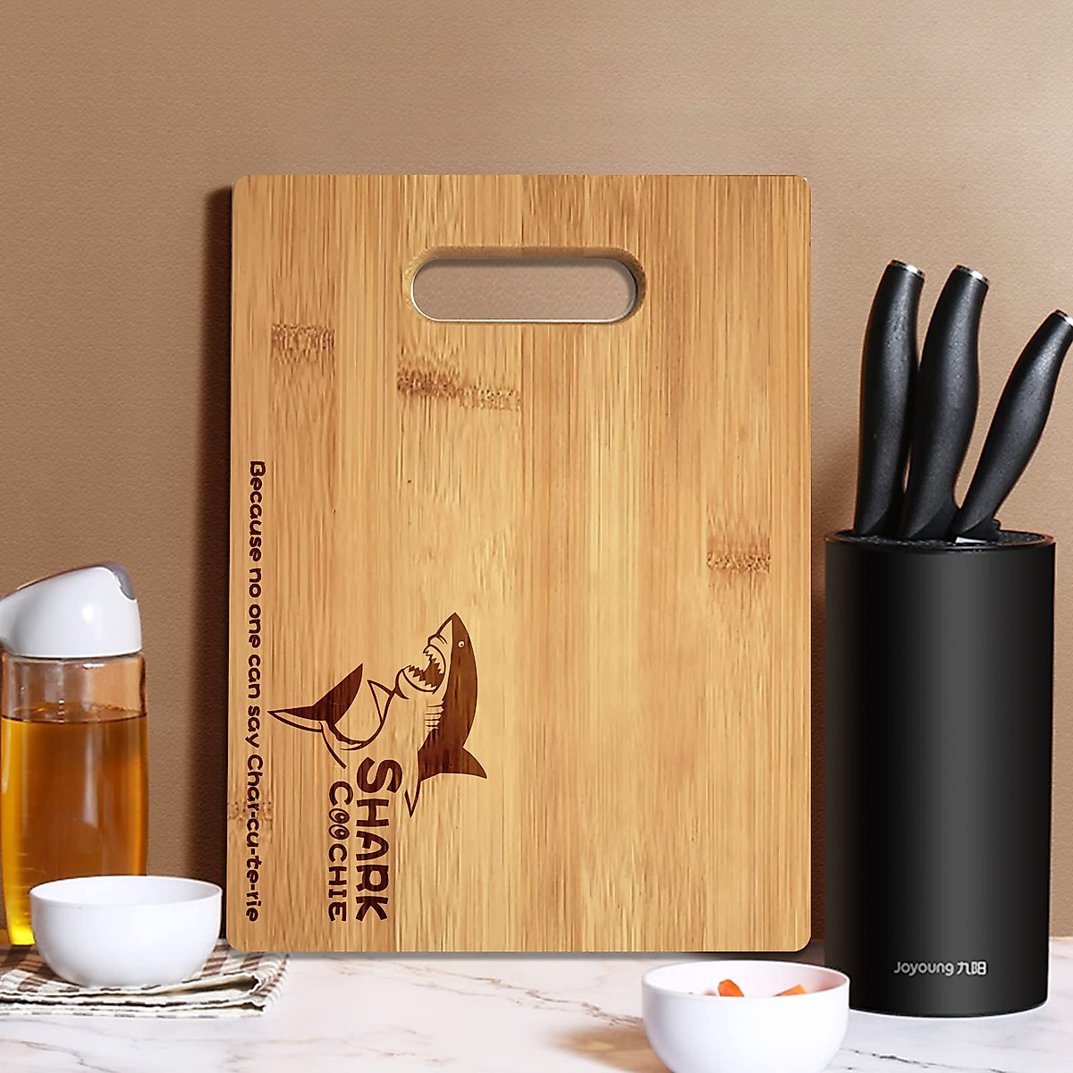 Shark Coochie Charcuterie Board Bamboo Cutting Board for Meat and Cheese Personalized Charcuterie Board Handmade Cutting Boards (Board C，11‘’)