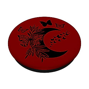 Red and Black Cute Moon and Butterfly Witchy Goth Wicca PopSockets Swappable PopGrip