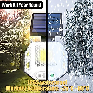 JiocoVino Solar Spot Lights Outdoor IP65, Smart Sensor & 3 Lighting Modes - 88LED Solar Spot Lights Outdoor Apply to Wall Lights for Garden Pathway, Solar Powered Landscape Lights, 2 Pack (Cool White)