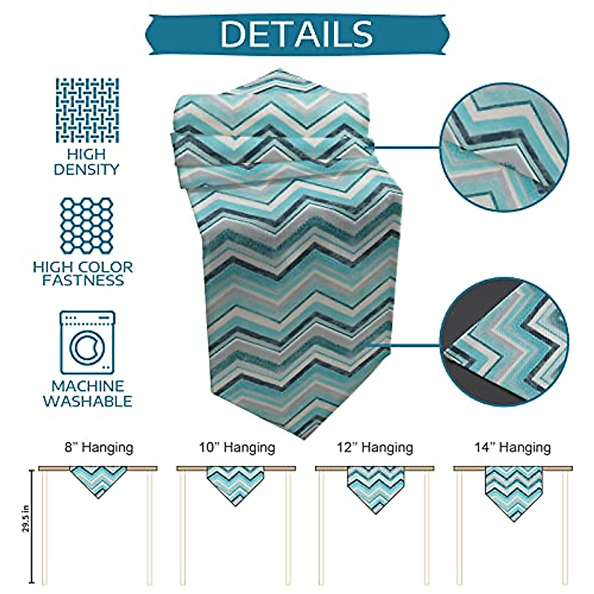 Big buy store Table Runner Zig Zag Chevron Wave Stripe Cotton Line Table Covers for Dinner Kitchen Wedding Indoor and Outdoor Parties Turquoise Nordic Style Table Setting Decor -13 x 72 inch