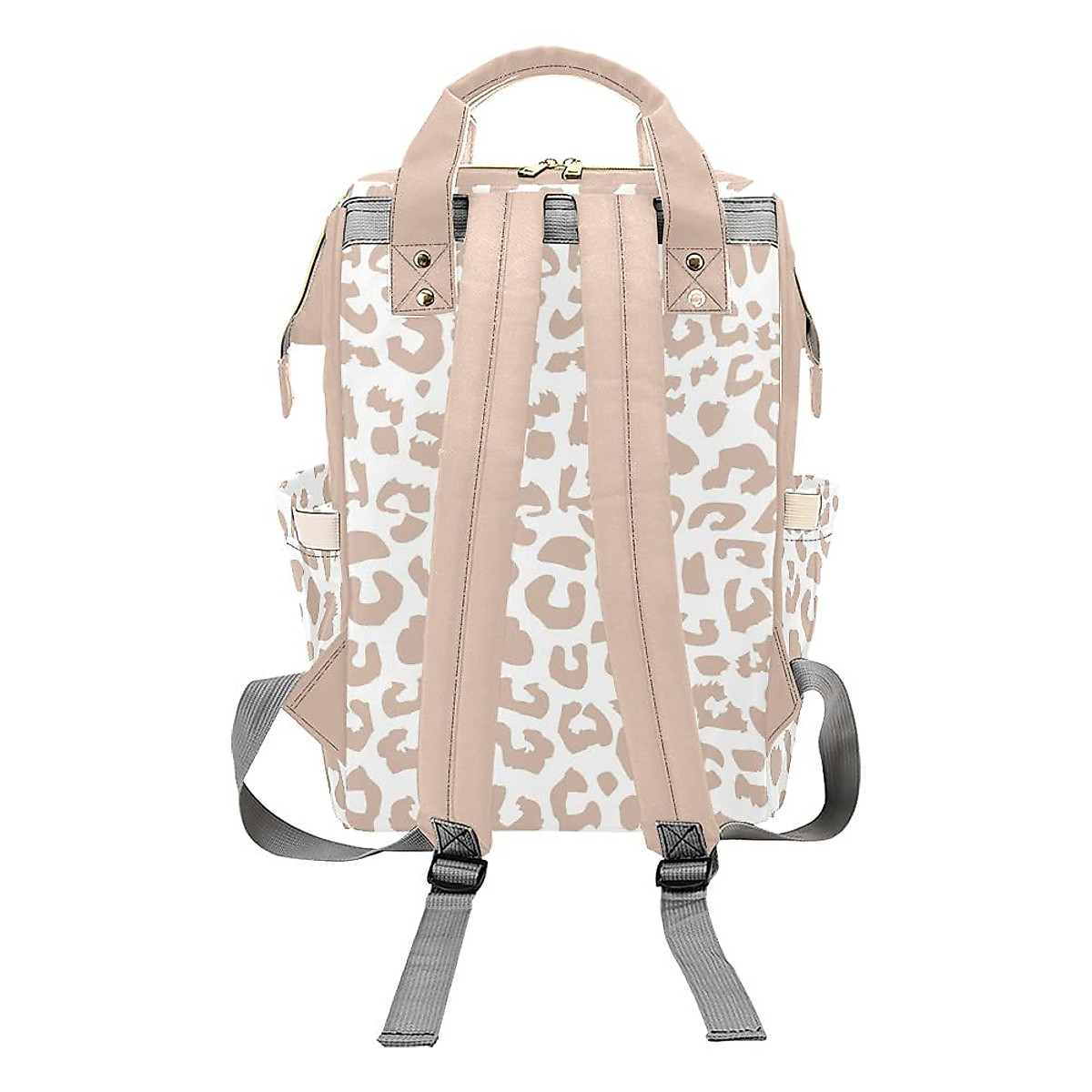 Yeshop Leopard Print Brown Personalized Diaper Bag Backpack Tote with Name,Custom Travel Nappy Mommy for Baby Girl Boy Gift, 10.83 inch * 6.69 inch* 15 inch