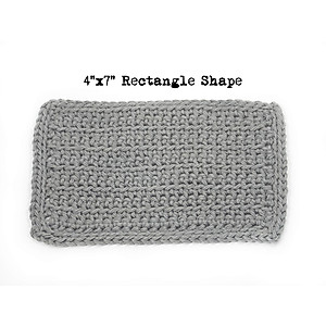 Set of 4 Handmade Grey 4 inch x 7 inch Rectangular Crochet Cotton Dishcloths, Gray Dishrags