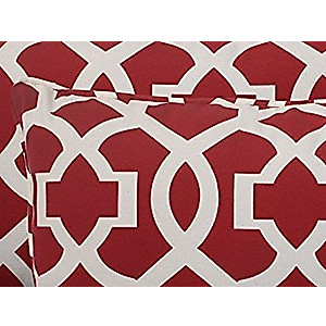 Pillow Perfect Trellis Indoor/Outdoor Accent Throw Pillow Plush Fill, Weather, and Fade Resistant, Lumbar - 11.5" x 18.5", Red New Geo 2 Count