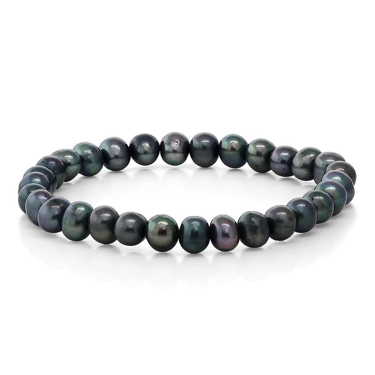 Gem Stone King Set Of 5 Multicolor Cultured Freshwater Pearl Stretch Bracelets 7.5 Inch