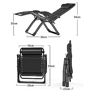 ABaippj Zero Gravity Chair Folding Bed Chair Single, Black Zero Gravity Recliner Patio Reclining can Lay Flat Beach Camping Lounge Chair Sun Lounger