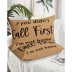 Edwiinsa If You Didn't Call First I'm Not Home Pillow Covers King Standard Set of 2 Bed Pillow, Farmhouse Brown Plush Soft Comfort for Hair/Skin Cooling Pillowcases with Envelop Closure 20''x36''