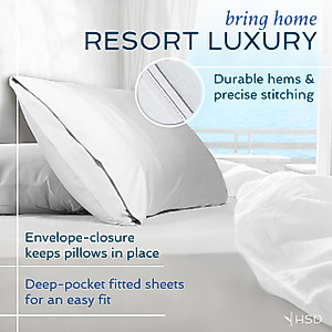 Hotel Sheets Direct 100% Cotton Sheets, Percale Sheets, Certified Made in Green, Cooling Hotel Sheets, Breathable & Crisp Bed Sheets, Deep Pocket 4 Pc Grey Sheets Set (Queen)