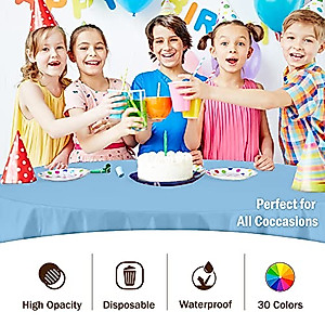 Exquisite 12-Pack Premium Plastic Tablecloth 84in. Round Table Cover - Light Blue