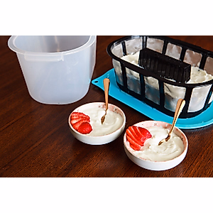 Hatrigo 2-Quart Inner Capacity Greek Yogurt Maker with Extra Fine Mesh Stainless Steel Strainer Basket, BPA-Free Greek Yogurt Strainer (12 x 8 x 6 in)