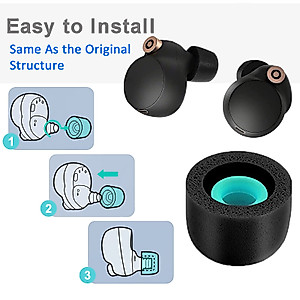 (3 Pairs) Miimall Compatible for Sony WF-1000XM4 Ear Tips, Soft Replacement Memory Foam Tips for Sony WF-1000XM4, WF-1000XM4 Foam Tips Accessories
