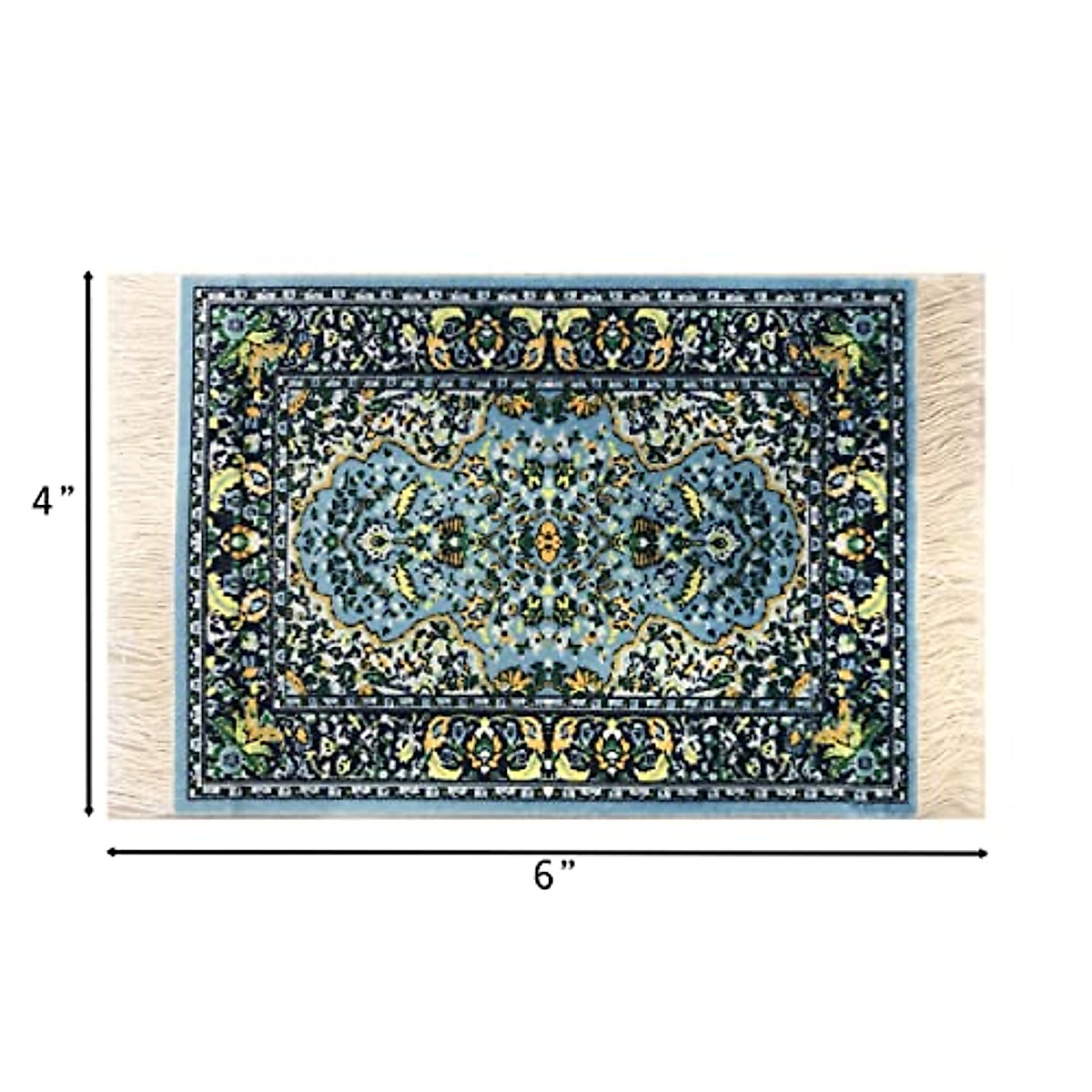 Carpet Coasters, Set of 4 Turkish Rug Style Table Drink mats, Absorbent Kitchen and Dining Accessories, Spill & drip Protection, Rectangular