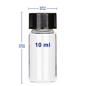 Labasics Clear Glass Sample Vials with Cap, Screw Cap Sample Vials Clear Glass Liquid Sampling Bottle Reagent Bottle with Cap Closure, 20ml / 0.6 oz. Pack of 20 (42 Packs, 10 ml)