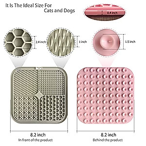 Ulmpp Dog Lick Mat with Suction Cups Dog Slow Feeders Dog Licking Mat Pet Mat Anxiety Relief Dog Cat Lick Training Licking Mat for Food, Yogurt, Peanut Butter Set of 2 (Grey & Pink)