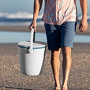 Keter Go Bar 4.2 Gallon Beer and Wine Cooler with Handle and Pop Up Outdoor Table - Perfect for Your Patio, Picnic, and Beach Accessories, Teal