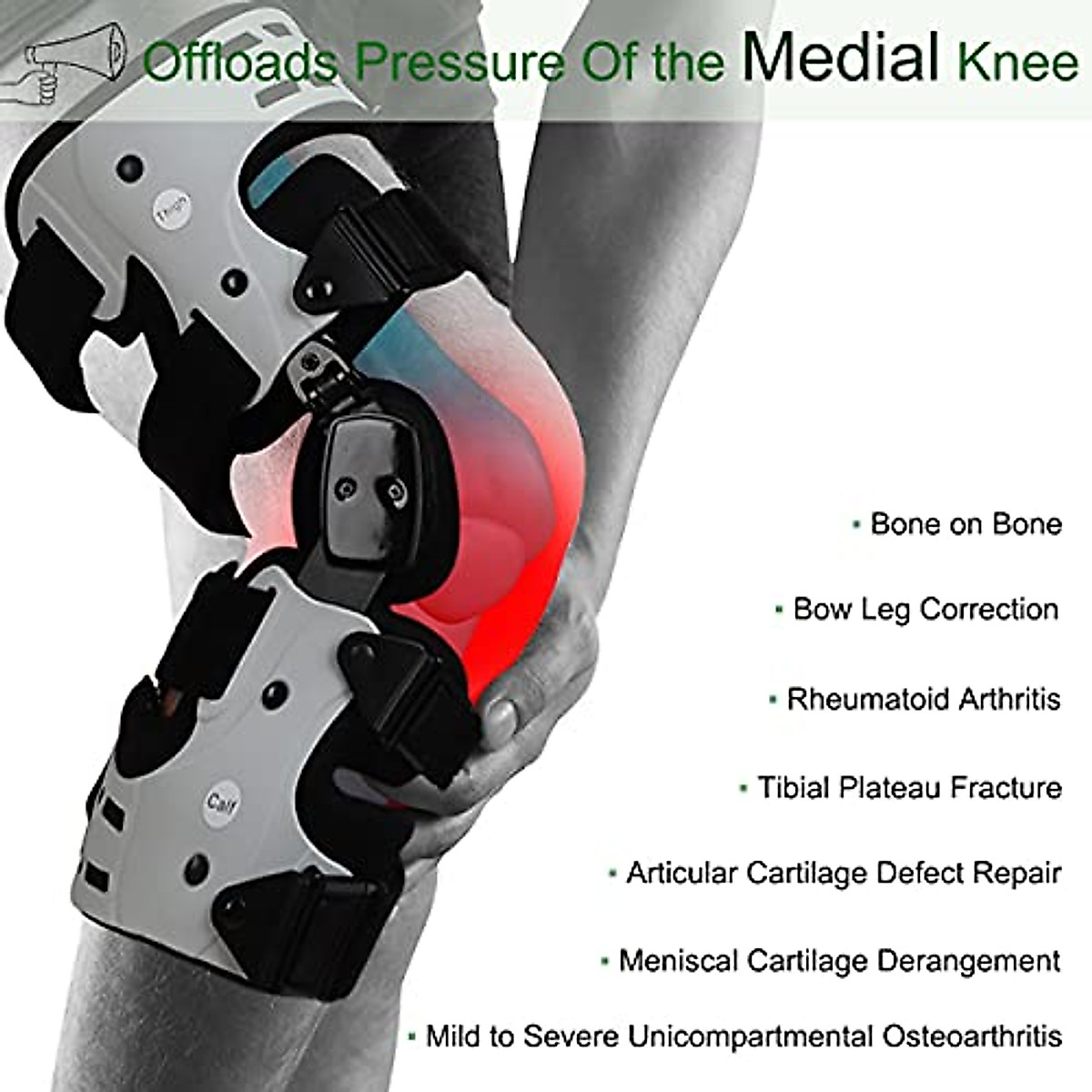 Orthomen OA Unloader Knee Brace - Support for Arthritis Pain, Osteoarthritis, Cartilage Defect Repair, Avascular Necrosis, Bone on Bone Knee Joint Pain and Degeneration (Medial/Inside - Right)