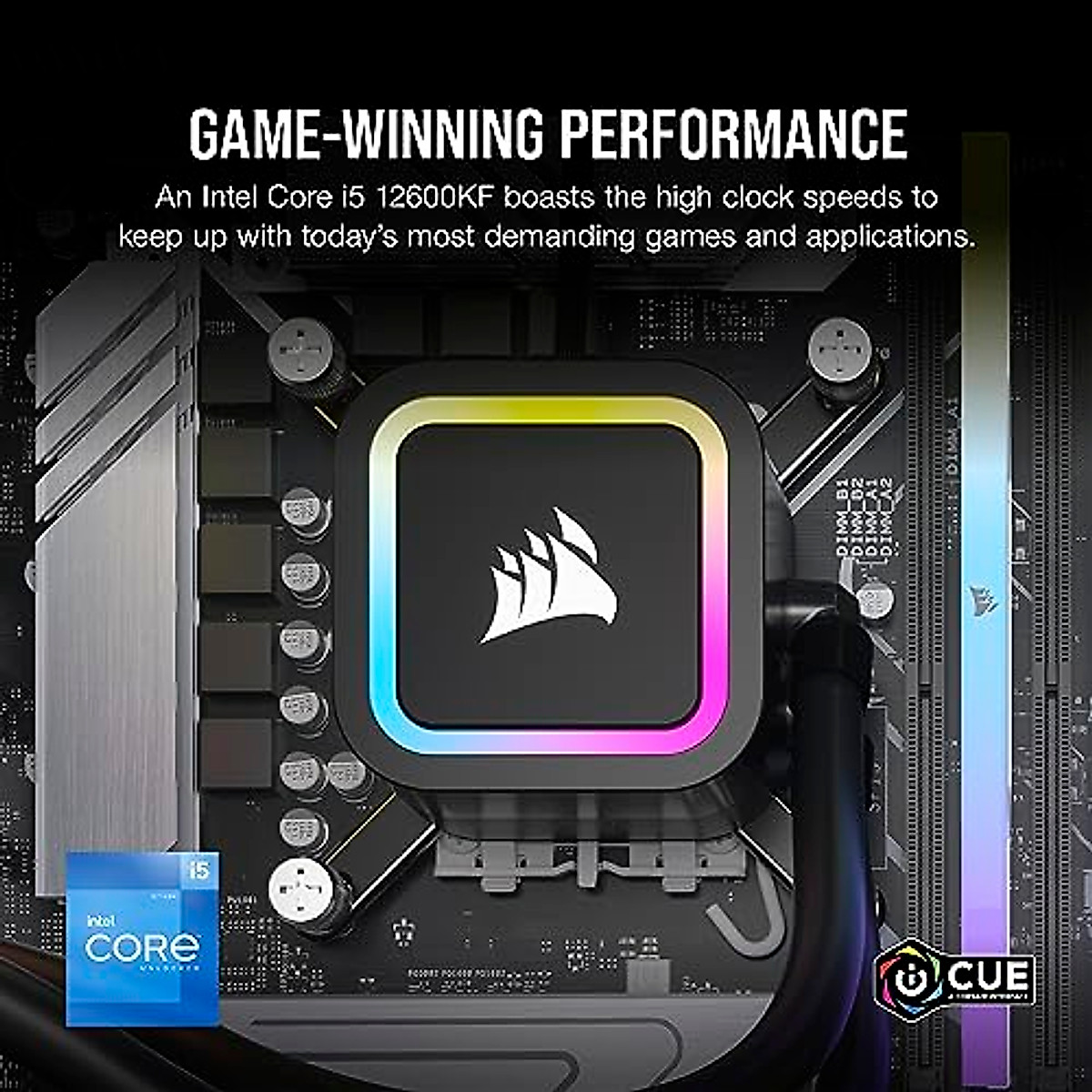Corsair Vengeance i7400 Series Gaming PC - Liquid Cooled Intel® Core™ i5 12600KF CPU - NVIDIA® GeForce RTX™ 4060 GPU - 1TB M.2 SSD - 16GB Vengeance RGB DDR4 Memory - Black