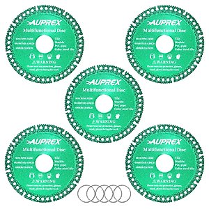 AUPREX 5 Pack 4 Inch Indestructible Disc for Grinder, 7/8" Arbor Angle Grinder Diamond Cutting Disc, Cut Everything in Seconds, Multifunctional Cutting Blade for Various Materials-Green