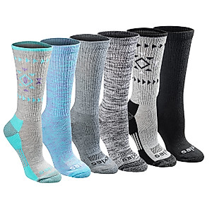 Dickies Women's Dri-Tech Fashion Moisture Control Crew Socks, Available in S-XL (5, 6, 12, Tribal (6 Pairs), Medium