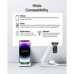 Intoval Wireless Charging Station, 3 in 1 Charger for Apple iPhone/iWatch/Airpods,iPhone15 14,13,12,11 (Pro,Pro Max)/XS/XR/XS,iWatch9/8/Ultra2-1/7/6/SE/5/4/3/2,Airpods Pro2/Pro1/3 (A3,White)
