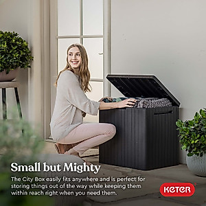 Keter City 30 Gallon Resin Deck Box for Patio Furniture, Pool Accessories, and Storage for Outdoor Toys, Grey