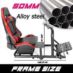 Anman G25 Stability Sim Simulator Cockpit with Seat Red fit for Logitech G29 G920 G923, Thrustmaster T248 T300,Moza PXN Multi-function Adjustable Pro Racing Wheel Stand|Wheel Shifter Pedals Without