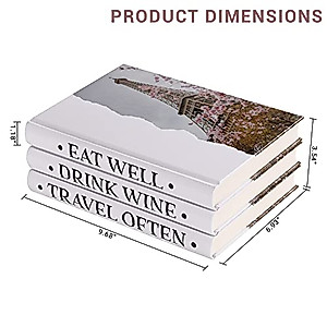 KHATEE Decorative Books for Home Decor - Cherry Blossom Design - Stacked Faux Books for Decoration with Rope & Beads - Rustic Farmhouse Decor for Table, Shelf, Mantel - 3-Piece White Book Decor Set