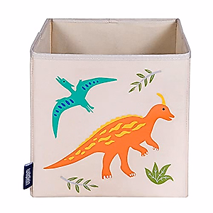 Wildkin 10 Inch Kids Storage Cube for Boys & Girls, Toy Storage Features Front Pull Tab & Cardboard Insert, Cube Storage Helps Kids Supplies Organized in Bedroom or Playroom (Jurassic Dinosaurs)