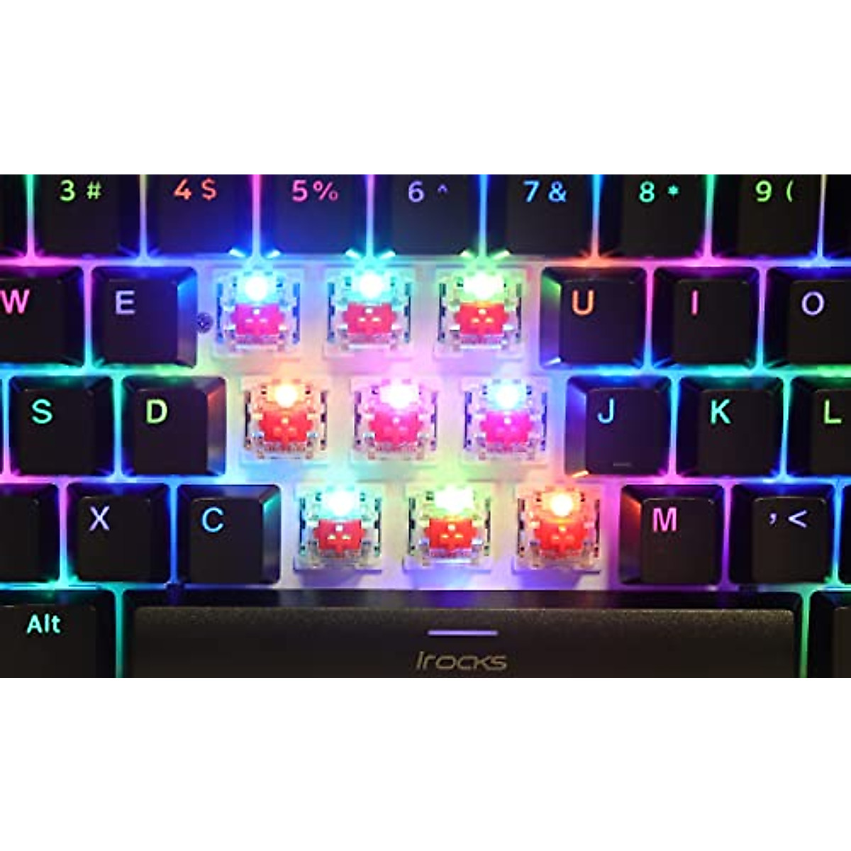 i-rocks K71M RGB Mechanical Gaming Keyboard with Media Control Knob, Gateron Switches (Brown), 107 Keys w/Full NKRO, PBT Keycaps, Multimedia Hotkeys, Detachable USB-C Cable and Onboard Storage, Black