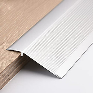 ETULLE Floor Transition Strip Wood to Tile, Aluminum Reducer Strip Wide 10cm Carpet Flooring Edge Trim with Non Skid Groove, 36 40 50 67 Inch Threshold Ramp (Color : Silver, Size : W 10CM - L 153