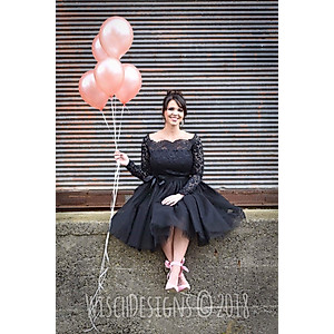 Black Tulle Skirt for Women 6 Layers Elastic Waistband Prom Party Dress Black S