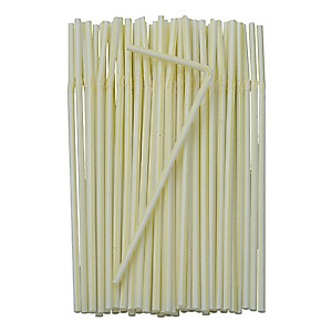 Flexible Plastic Drinking Straws (Assorted Classic Striped) Bendable Disposable BPA Free Bendy Straws