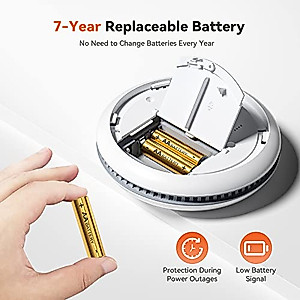 Jemay Combination Smoke and Carbon Monoxide Detector, Battery Operated Smoke Detector Carbon Monoxide Detector Combo with 10-Year Lifespan，Large LCD Display, Test/Silence Button, 1 Pack