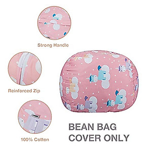 STTIAO Stuffed Storage Bean Bag Chair for Kids, Animal Beanbag Cover with Carrying Handle-Toy Storage Plush Organizer for Toddler Stuffed Seat (Unicorn, 38'')