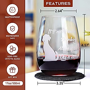 RorAem Wine Glasses Dog Wine Glasses Gifts for Dog Lovers - If The Dog Is Home Etched Stemless Wine Glass - Dog Lovers Gifts for Women -16oz