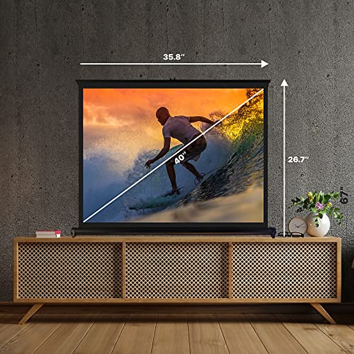 Pyle Portable Projector Screen - Mobile Projection Screen Stand, Lightweight Carry & Durable Easy Pull Out System for Schools Meeting Conference Indoor Outdoor Use, 40 Inch (PRJTP46), White