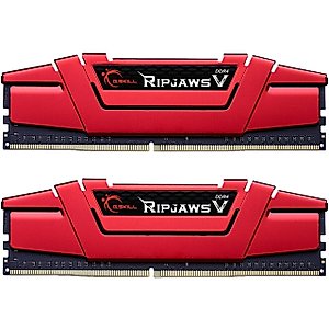 G.SKILL Ripjaws V Series DDR4 RAM 16GB (2x8GB) 2400MT/s CL17-17-17-39 1.20V Desktop Computer Memory UDIMM - Red (F4-2400C17D-16GVR)
