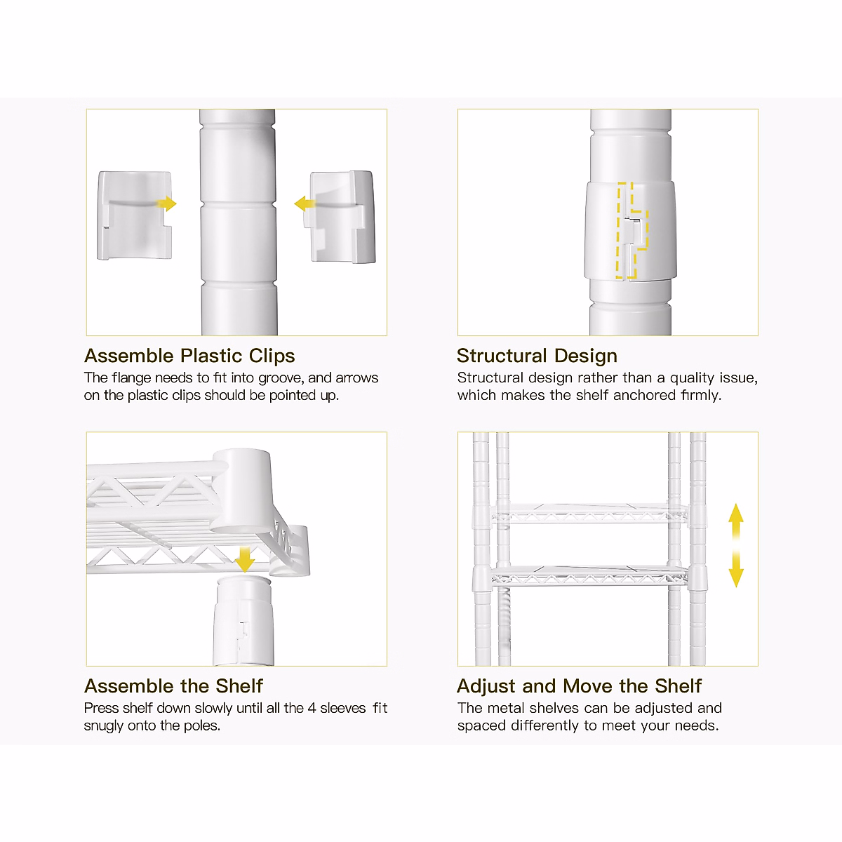 Ulif M2 Closet Organizer System, 5.9 Feet Height Mounted to the Wall Garment Rack with 4 Expandable Hanger Rods, 5 Shelves in 23.6" L x 14.5" W, Suit Total Space from 5.8-8.8 ft, White