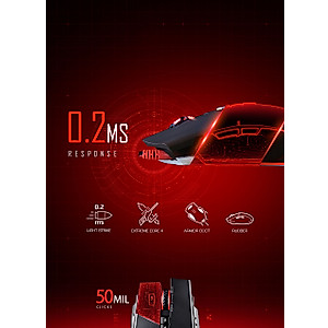 ZL50 Sniper Edition Laser Wired Gaming Mouse - 11 Programmable Buttons - Light Strike Optical Switches and Wheel - X'Glide Mouse Feet - Adjustable 8200 CPI/DPI - Wired USB Black