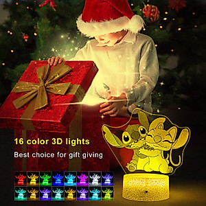 qiujonvy Stitch Night Light,Stitch Lamp with Remote & Smart Touch 16 Colors Changing Dimmable Anime Table Lamp, as Perfect Birthday Xmas Stitch Gifts for Boys and Girls