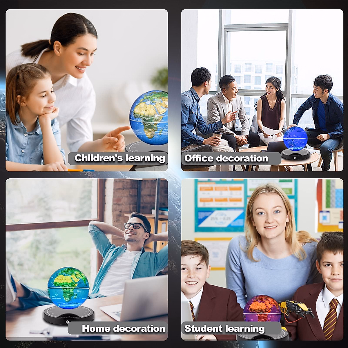 Floating Globe, Magnetic Levitating Globe with LED Light, 360° Rotating Geographic Globe World Map for Home Office Decor, Cool Tech Gift for Kids, Teacher, Husband, Colleague..