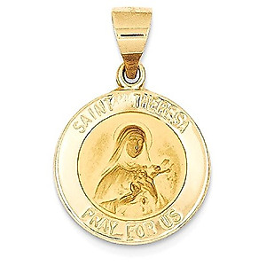 IceCarats 14K Yellow Gold Saint Theresa Medal Necklace Charm Pendant 21mm x 15mm Only