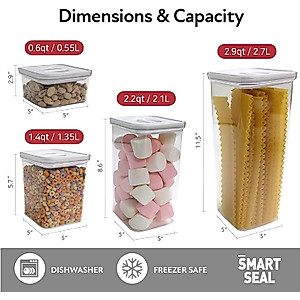 Neoflam Airtight Smart Seal Food Storage Container (Set of 3) | Crystal Clear Body | Modular, Stackable, Nestable Design (2.7L, Square)