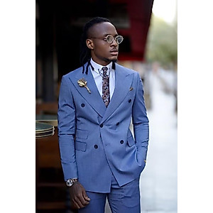 Men's Suits Slim Fit Suits for Men 2 Piece Peak Lapel Suits for Summer Party Rust Orange,2XL Size US44L