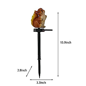 Juliahestia Squirrel Garden Decor Solar Lights Outdoor Stakes Decorative Statue Patio Yard Lawn Porch Housewarming Cute Animal Figurines Ornaments Pathway Resin Waterproof