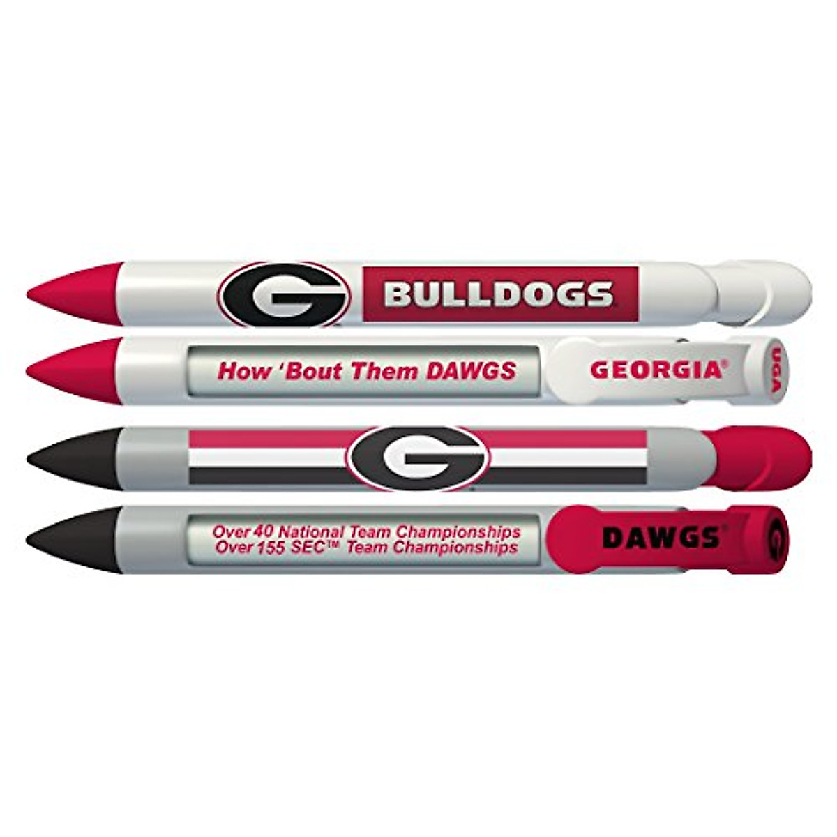 Greeting Pen University of Georgia Bulldogs Rotating Message Pens - 4 Pack (8004) Officially Licensed Collegiate Product