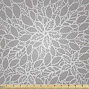 Lunarable Grey Fabric by The Yard, Leaves and Flowers Lace Style Pattern Classical Vintage Garden Art Ornament, Microfiber Fabric for Arts and Crafts Textiles & Decor, 1 Yard, Dimgray Pale Grey